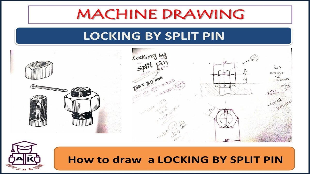 Locking By SPLIT PIN_Machine Drawing - YouTube