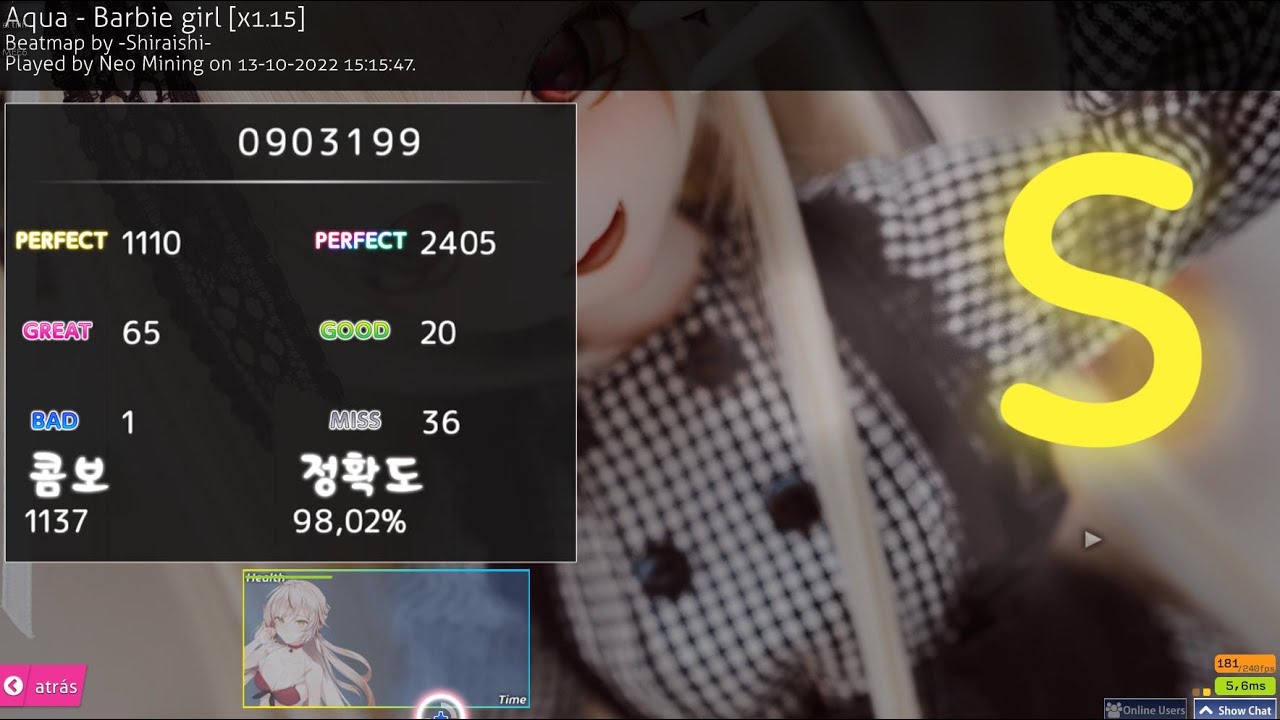 Osu!mania Barbie Girl 1.15x 98% - YouTube