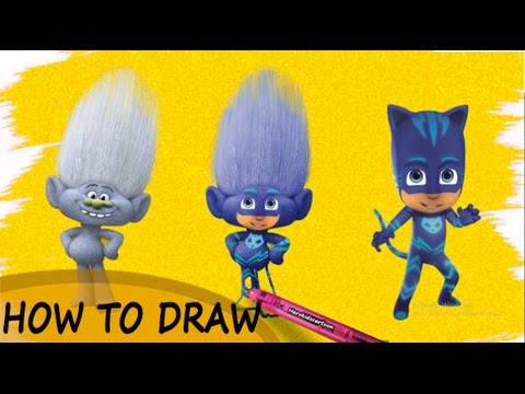 Trolls 2016 as Pj Masks | How to draw | Fun Coloring page | Learn about ...