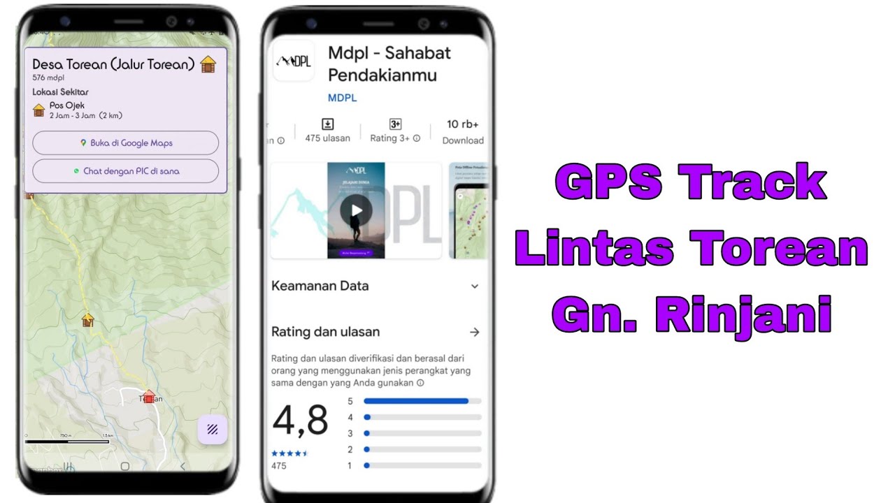 GPS Track Jalur Torean Gunung Rinjani. peta GPX, KML offline Maps. # ...