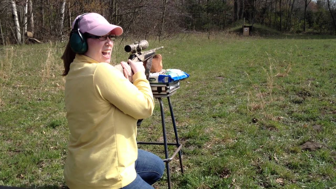 Nikki Shooting a .308 Rifle for the first time at 50 yards - YouTube