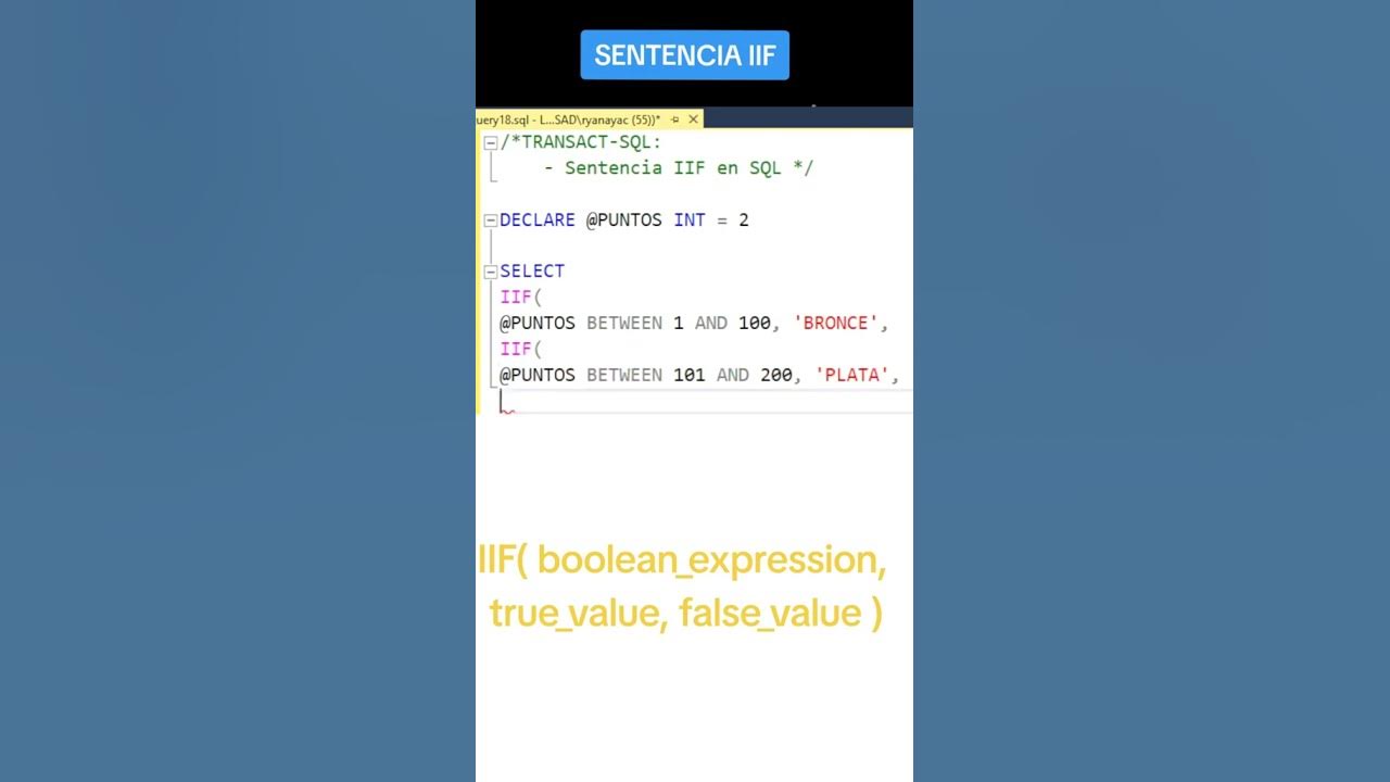 TRANSACT-SQL: Sentencia IIF - YouTube
