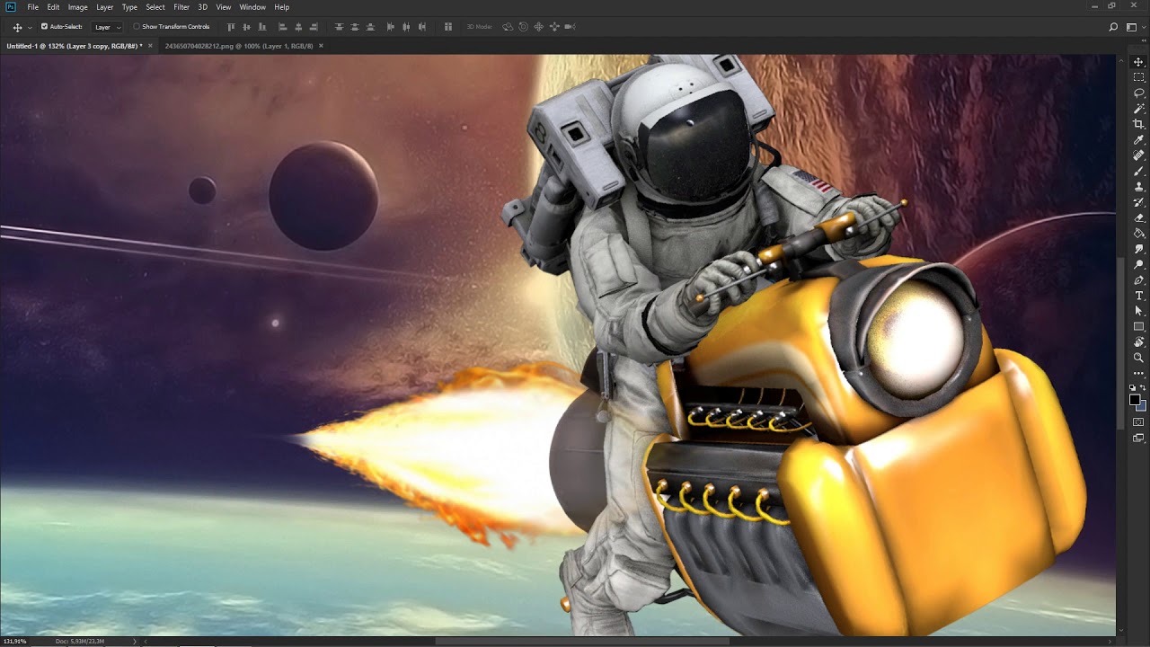 The Space Biker - Speed art (#Photoshop) - YouTube
