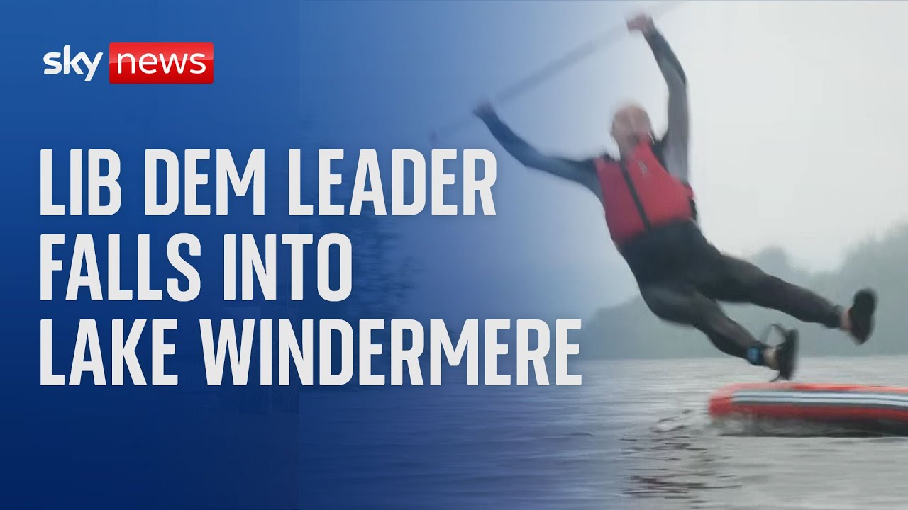 Liberal Democrat leader Sir Ed Davey falls while campaigning in Lake ...