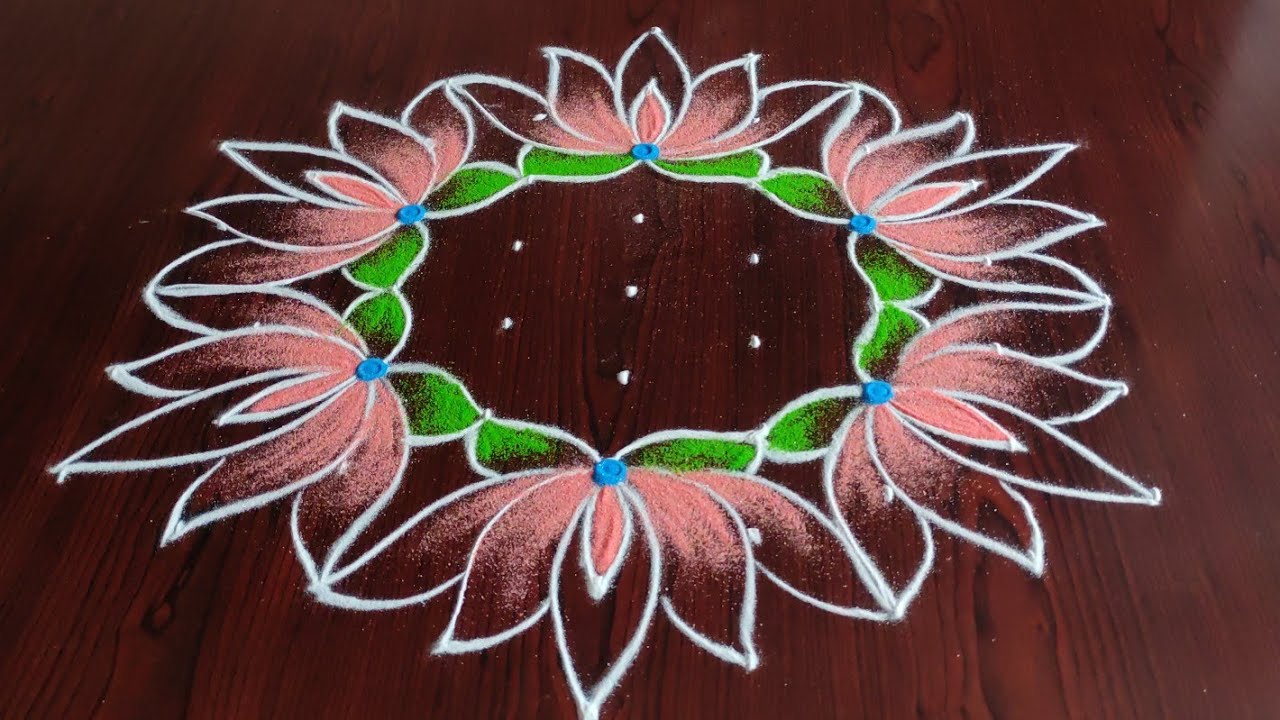 varalaskmi special rangoli (9×5) dot's... easy rangoli - YouTube