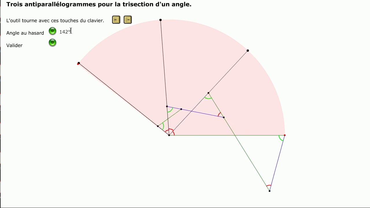 Trisection d'un angle par antiparallélogrammes - YouTube