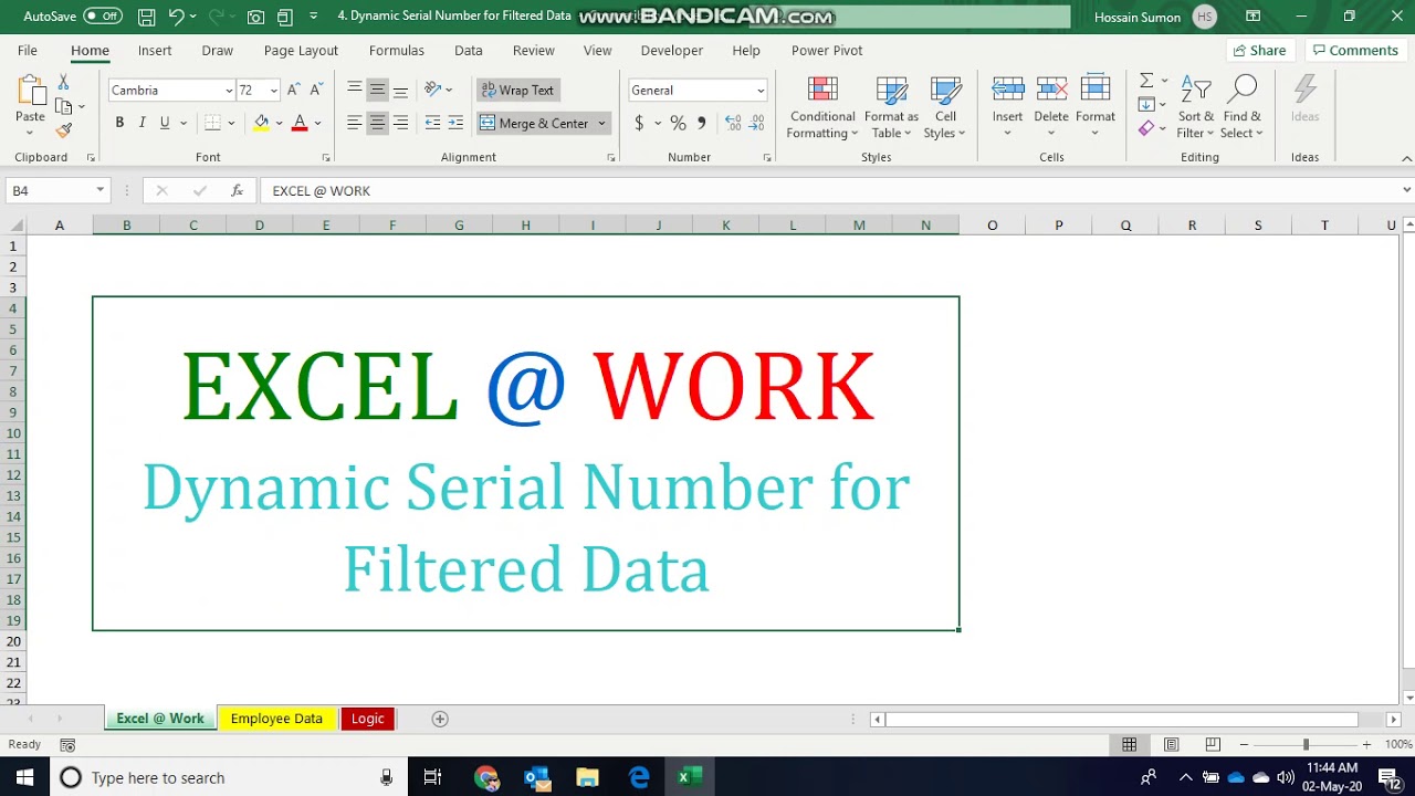 Dynamic Serial Number For Filtered Data Youtube