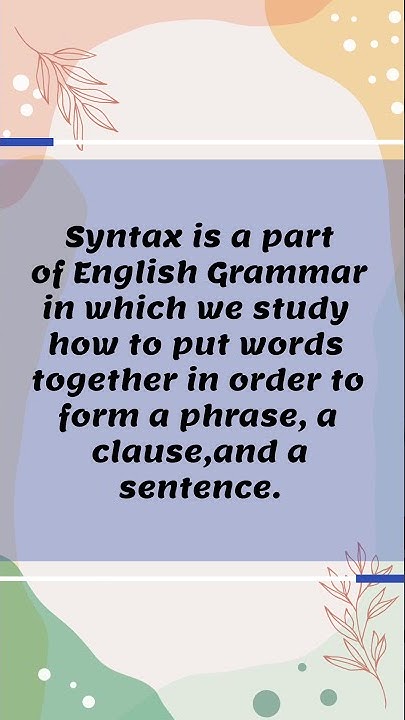 What is syntax in English Grammar?#the_master_of_grammar #language ...