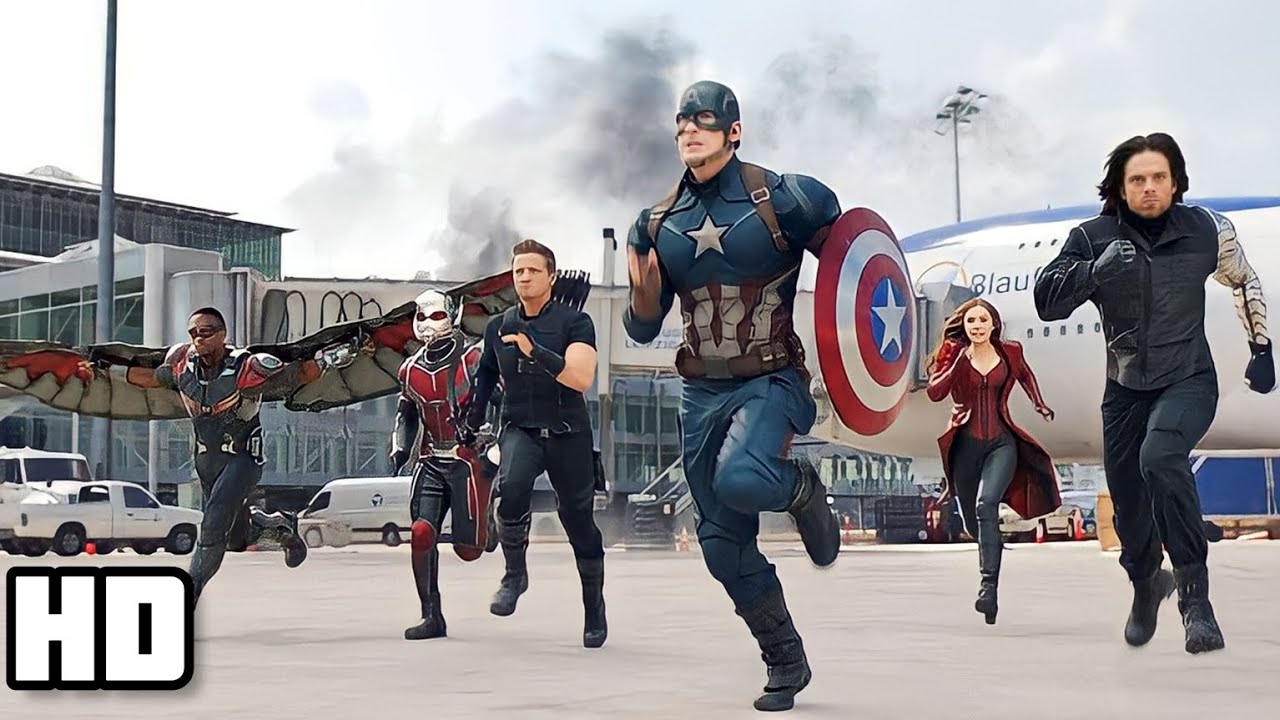 Captain America: Civil War -Team Iron Man vs Team Cap - Airport Battle ...