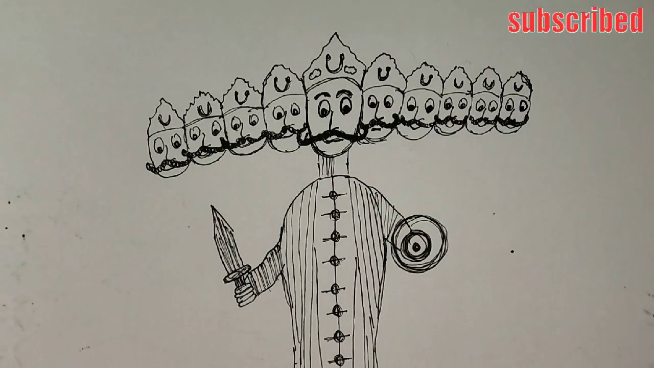 Easy Ravana Drawing for Dussehra For beginners | Dussehra Easy and ...
