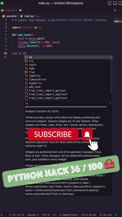 Build A To Do List App With Tkinter 60 Seconds Challenge Pythonprogramming Pythontutorial