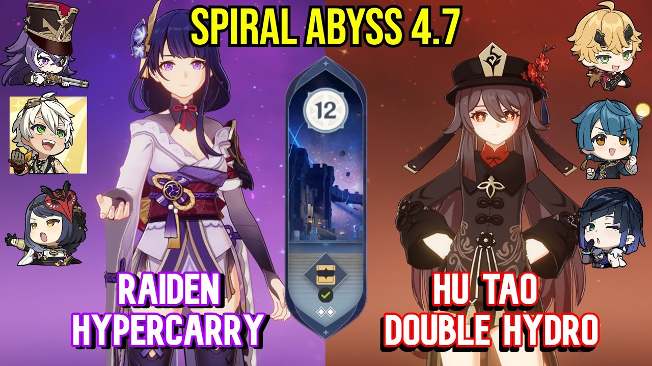 Raiden Hypercarry & Hu tao Double Hydro-Pyro - Spiral Abyss 4.7 Floor ...