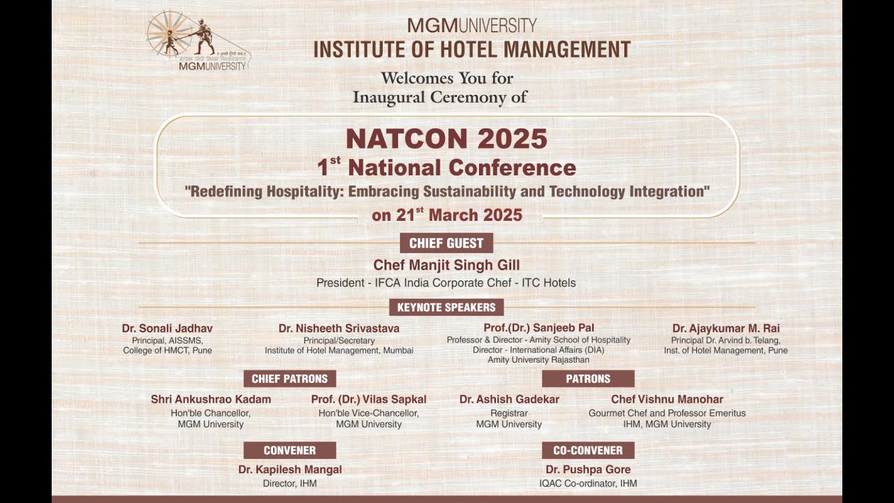 NATCON 2025 | 1st National Conference | Institute of Hotel Management ...