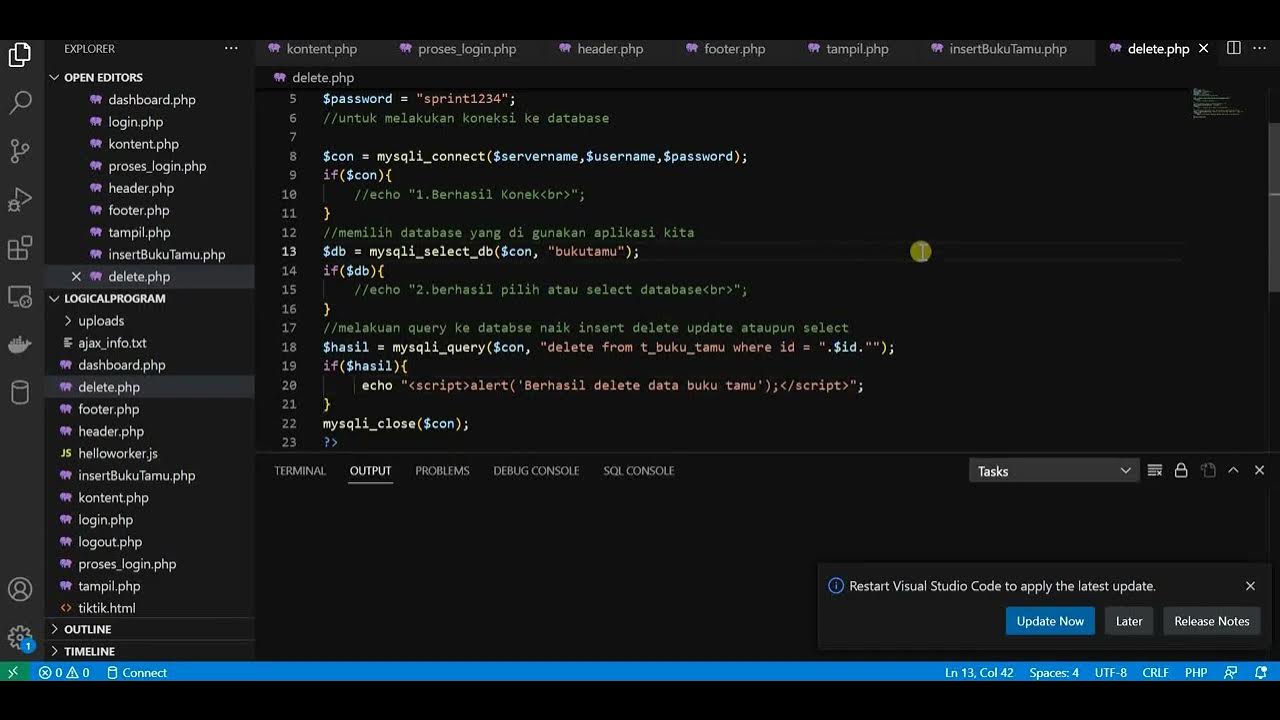 PHP Tutorial - Melakukan Connect ke Database dan Melakukan Delete Data dari Table - YouTube