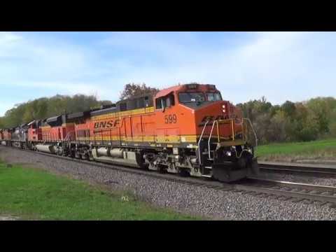 BNSF 599 Leads Mixed Freight Train with NS Unit - YouTube