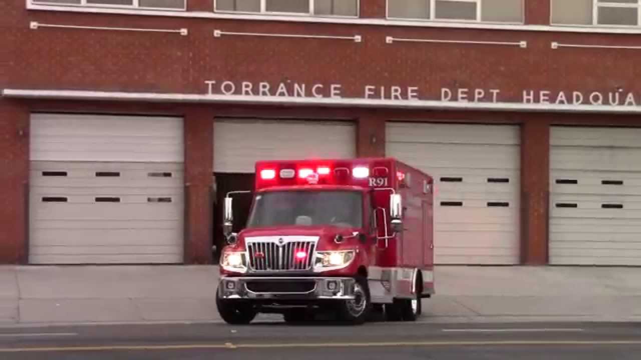 Torrance fire dept. NEW rescue 91 and engine 97 responding - YouTube