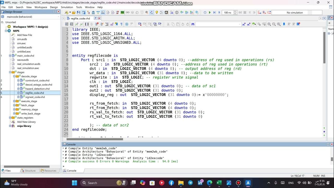 MIPS pipeline vhdl Part 4, decode stage - YouTube