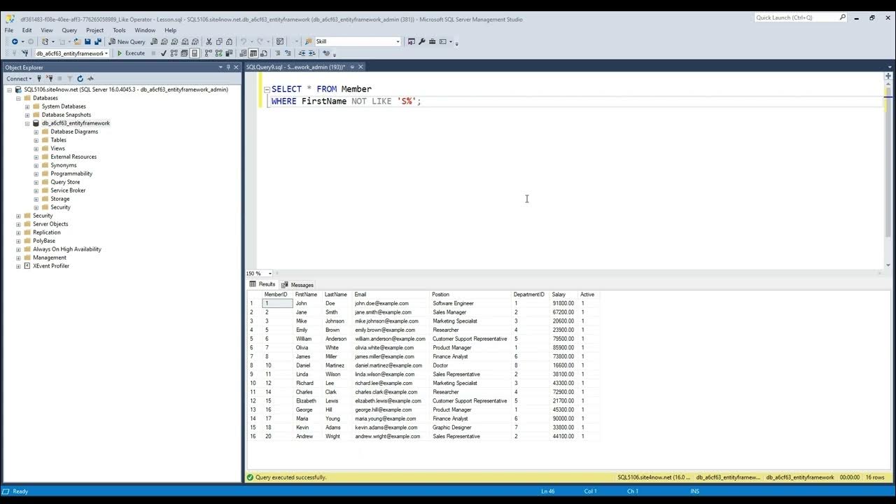 LIKE and NOT LIKE Operators in SQL Server - YouTube