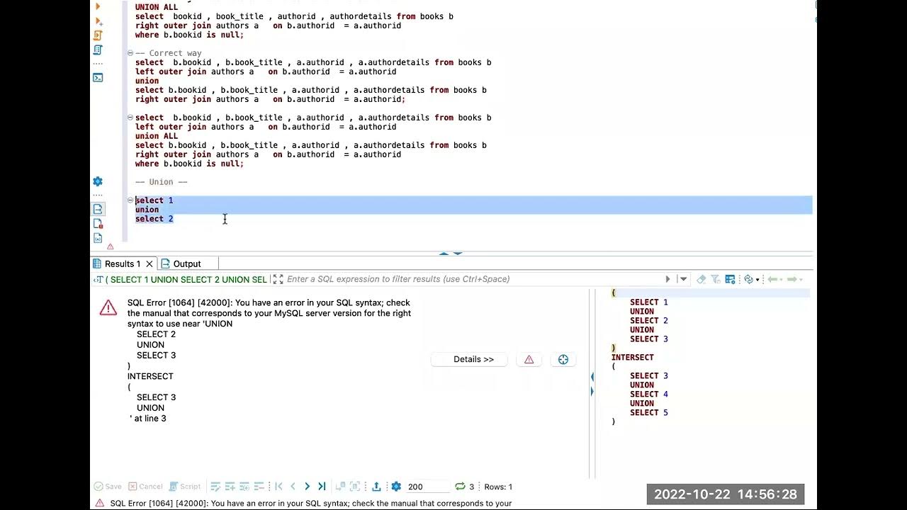 Union Operator in MySQL, For SQL Developers - YouTube