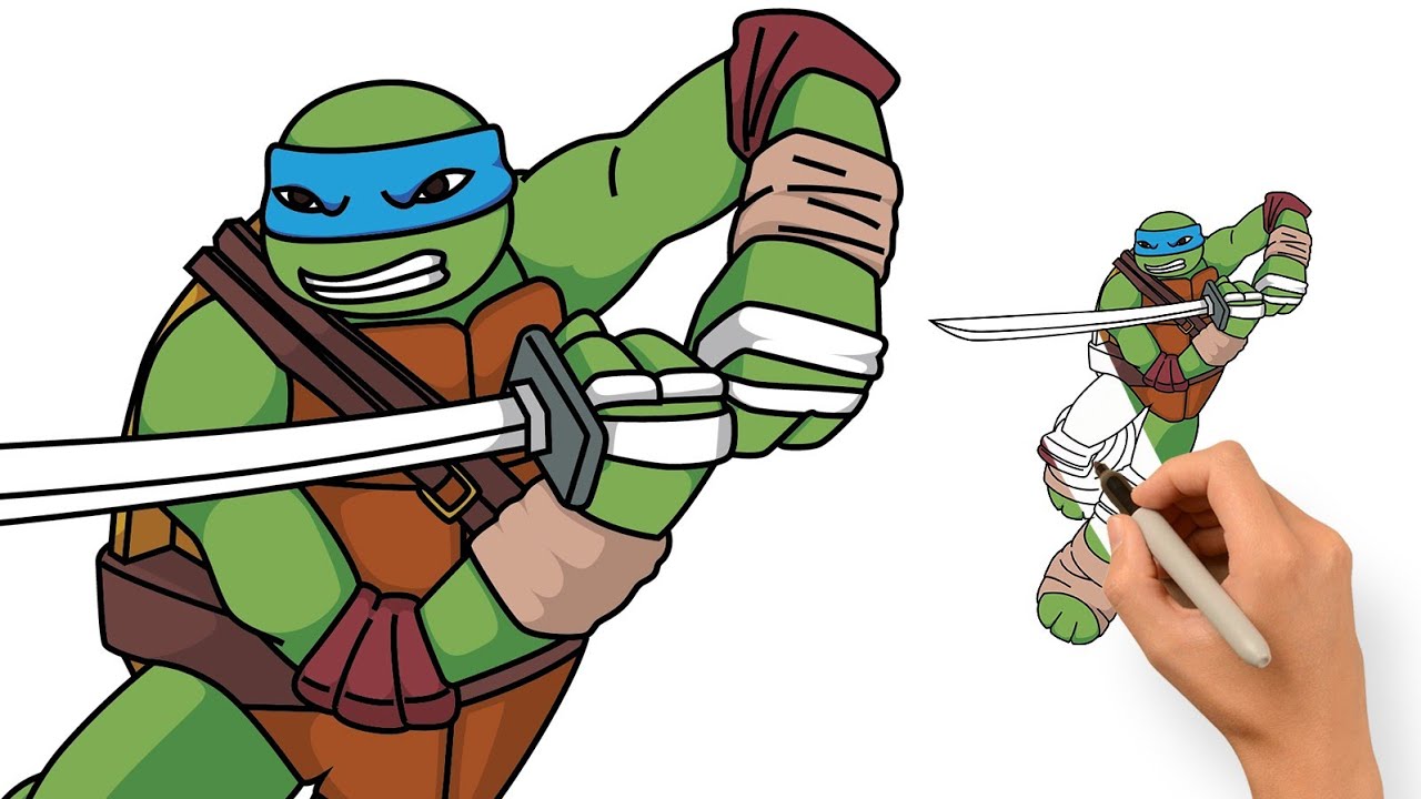 Draw Leonardo from the Teenage Mutant Ninja Turtles: Easy Step-by-Step ...