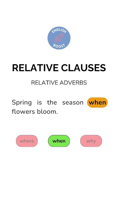 Relative adverbs in RELATIVE CLAUSES - mini QUIZ | English Boost 🚀 ...