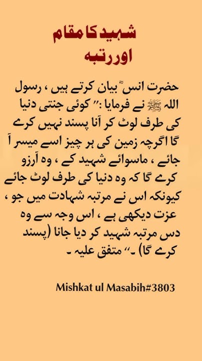 Shaheed ka rutba 🌷💖 #youtubeshorts #shorts #hadees #quotes - YouTube