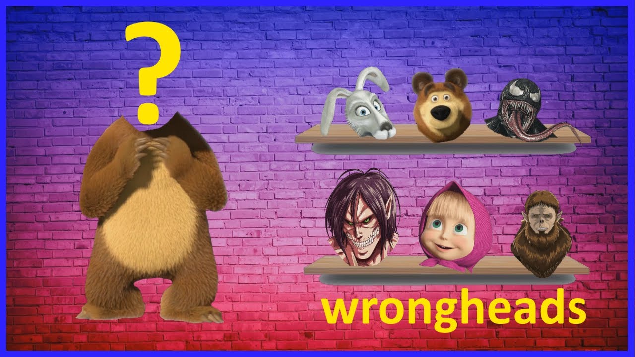 Wrong Heads Attack of Titan Eren & Zick Yeager, Masha & Bear, Rabbit ...