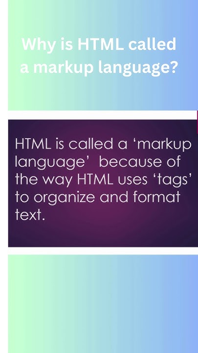 Why is HTML Called a Markup Language? #2024 #shorts #html #codingbasics - YouTube