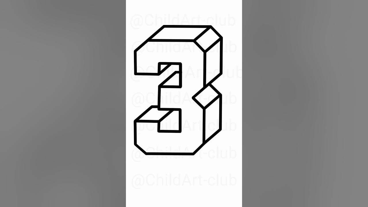 how to draw the number 3 in 3d #3dart #3dnumber #shorts #shortsfeed ...