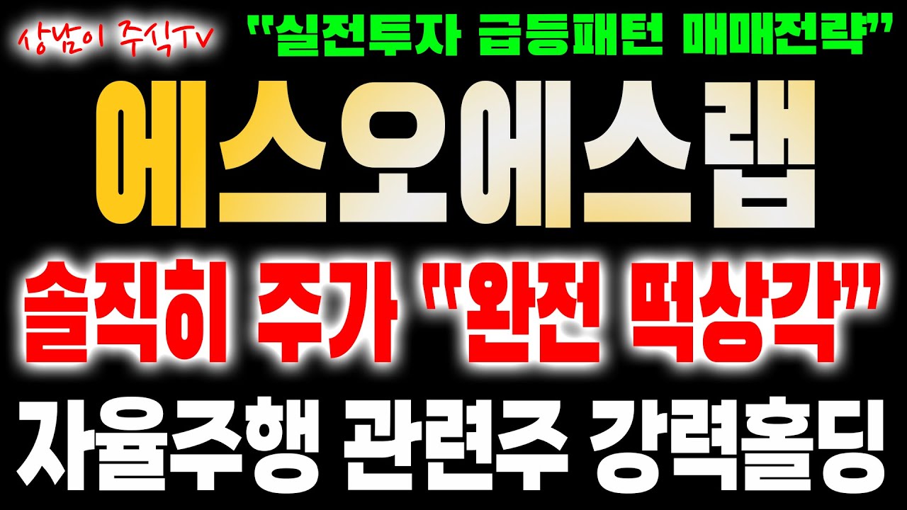 에스오에스랩 주가전망 국내증시 자율주행 관련주 주가급등 임박 테슬라 주가하락은 일시적인 조정 목표주가 확인하세요
