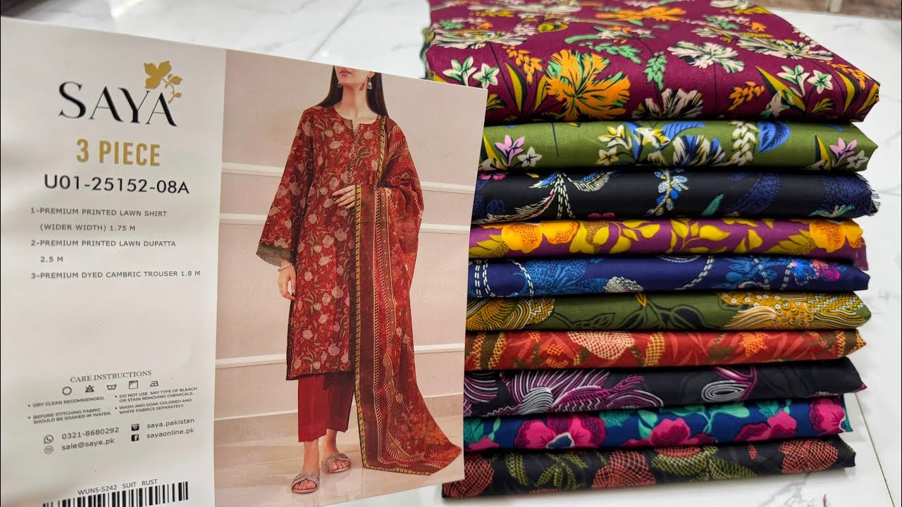 Saya lawn 2025 | Printed 3 piece Suit | Summer collection 2025 | Zainab ...