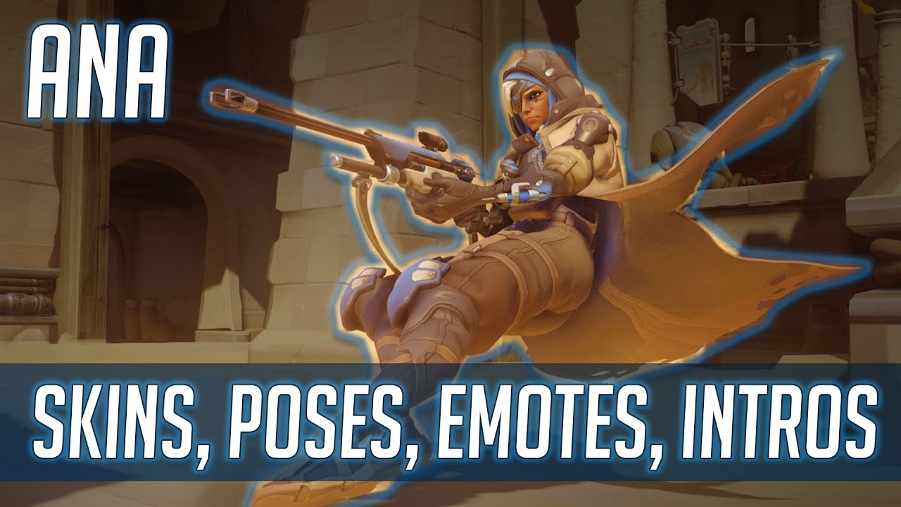 Overwatch Ana | Skins, Poses, Emotes, Highlight Intros - YouTube