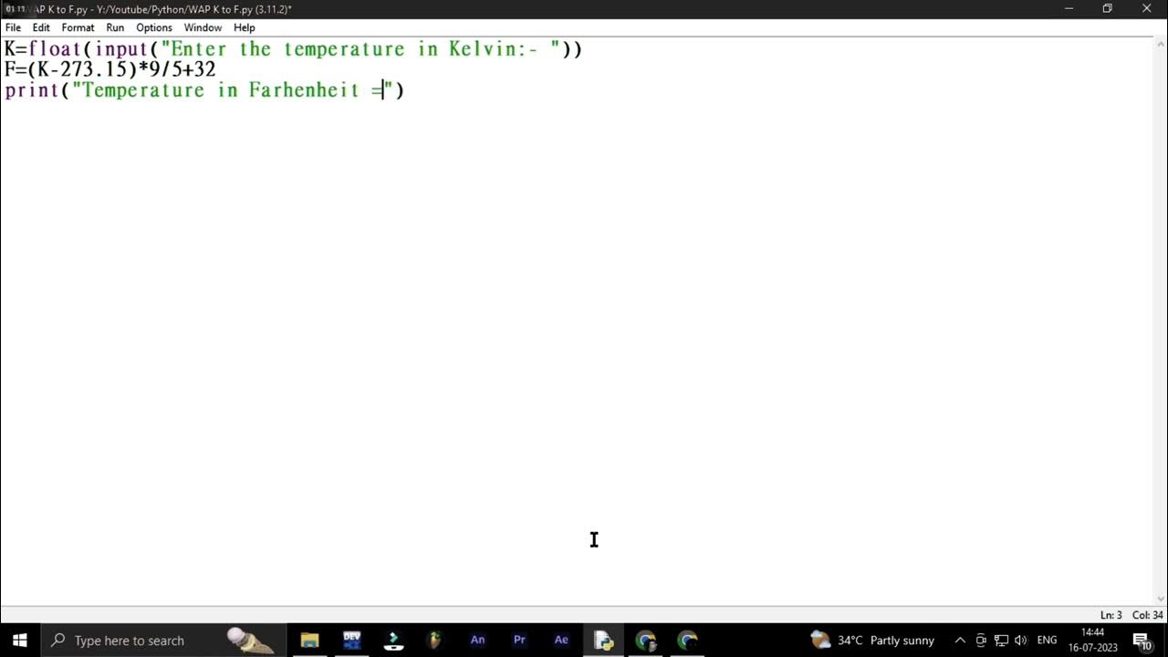 Write a program to convert temperature from Kelvin into Fahrenheit in ...