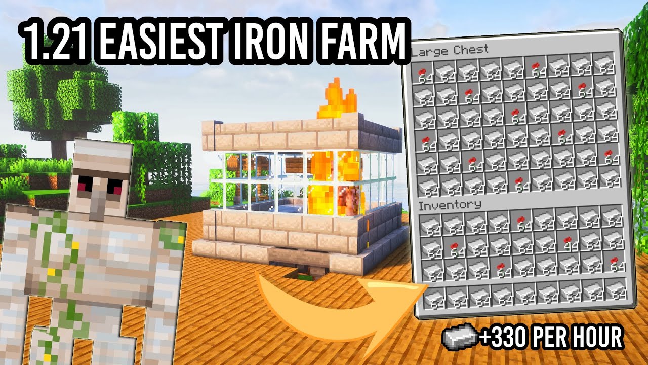 Minecraft 1.21 New IRON Farm Tutorial - Simple Early Game IRON Farm ...