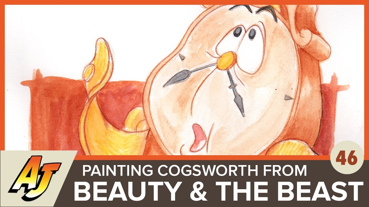 Artcast 46: Watercolor Painting of Cogsworth from Beauty and the Beast ...