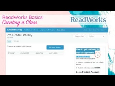 Readworks How to Create a Class - YouTube