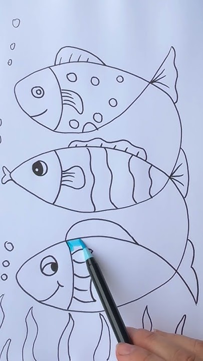رسم 🏻 أسماك 🐟 🐠 بأشكال مختلفة انطلاقاً من خط واحد Art Diy Trending Drawing Tutorial Shorts