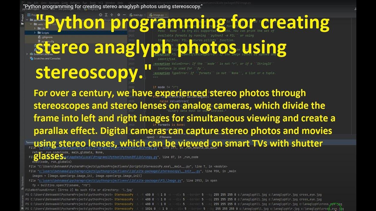 Python programming to create stereo anaglyph photo using stereoscopy ...