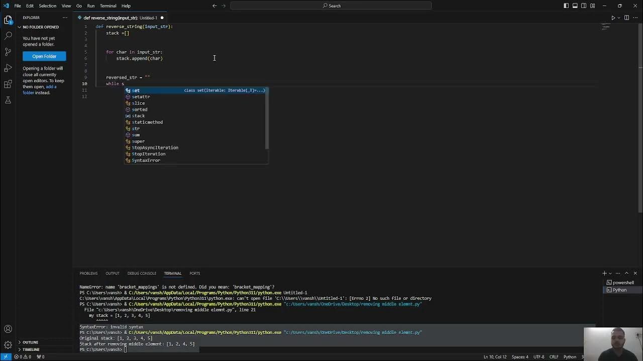 Reverse String Using Stack Youtube