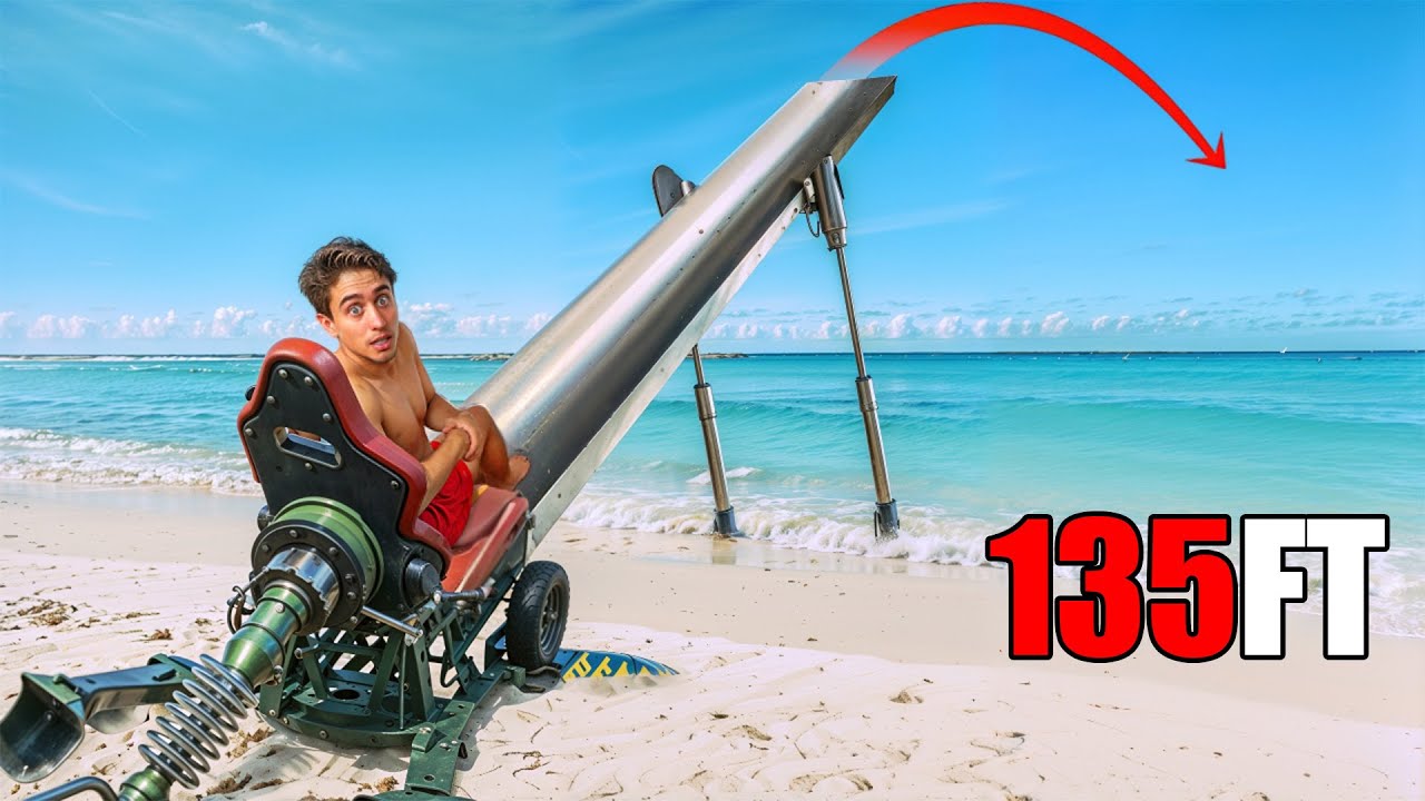 How Far Can Our HUMAN CANNON Launch You? - YouTube