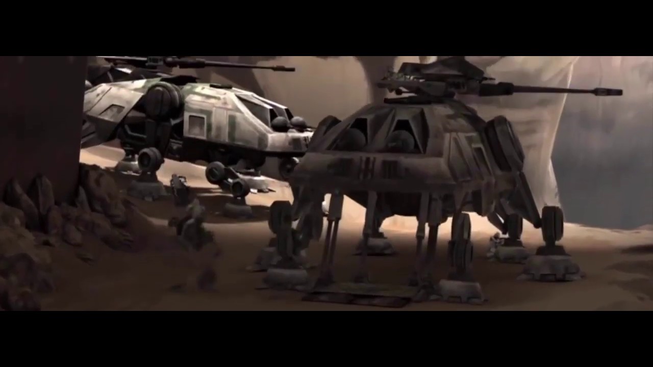 AT-TE walkers disembark troops & recon-walkers into a battle zone on ...