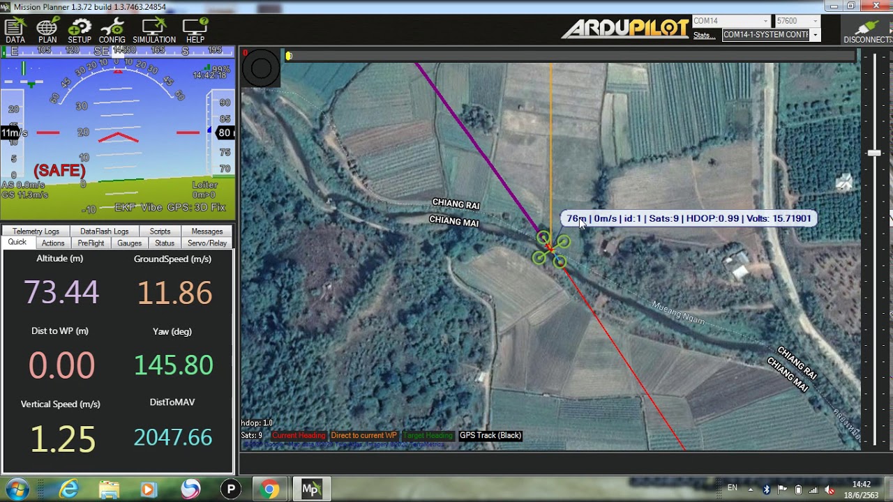 INAV MAVLink+ARDUPILOT MISSION PLANNER(Test4) - YouTube