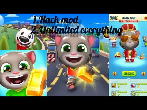 Talking Tom gold run//with king Tom//hacked mod apk//everything ...