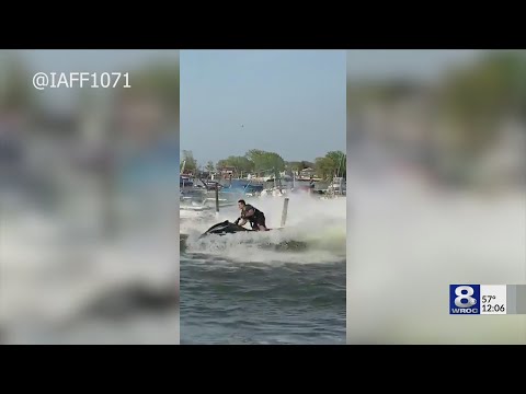 Rochester firefighter uses jet ski to put out boat fire