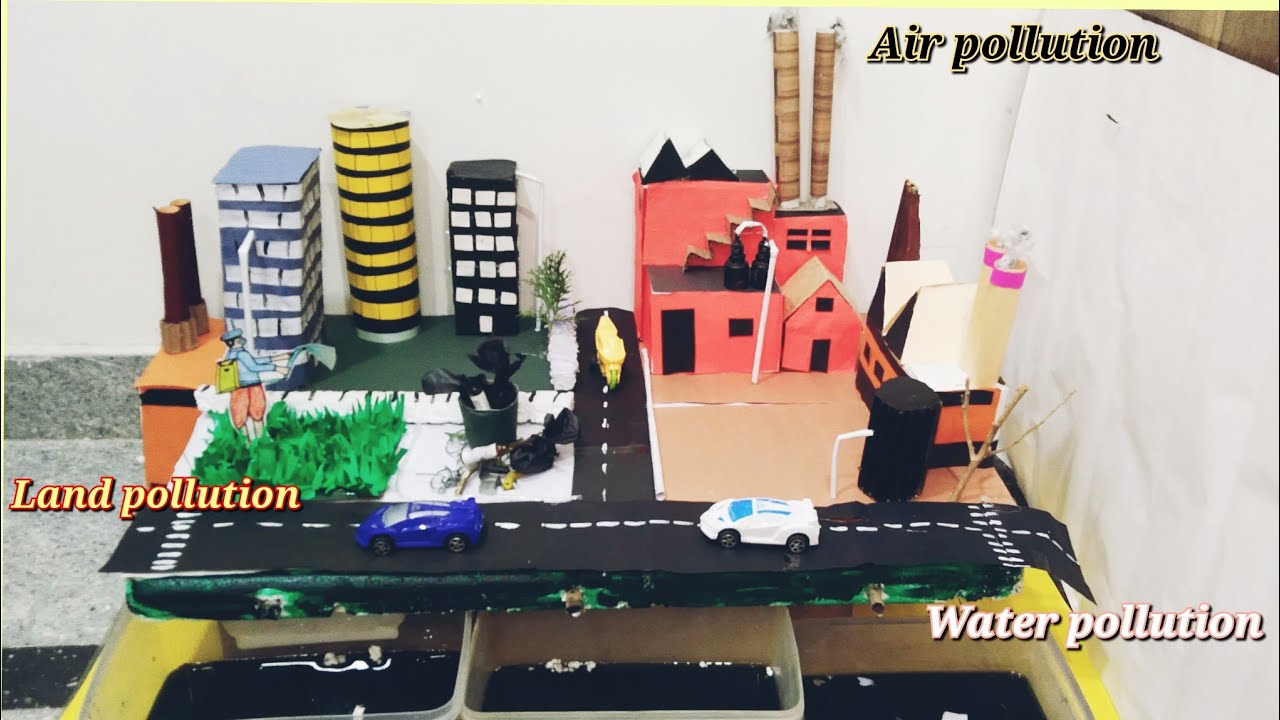 Pollution working model for school project || Air, Water and Land ...