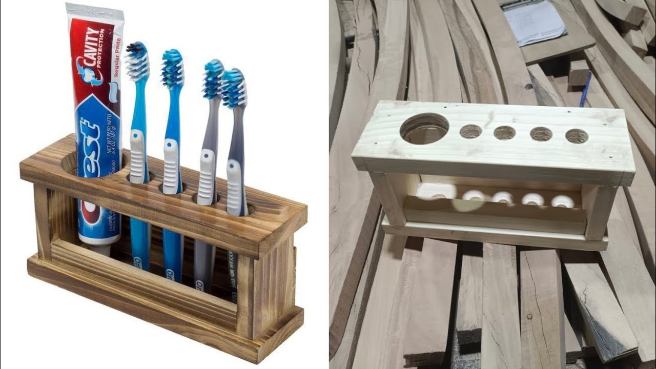 Turning Scraps Wood Pieces into Beautiful Brush Stand #decoration - YouTube