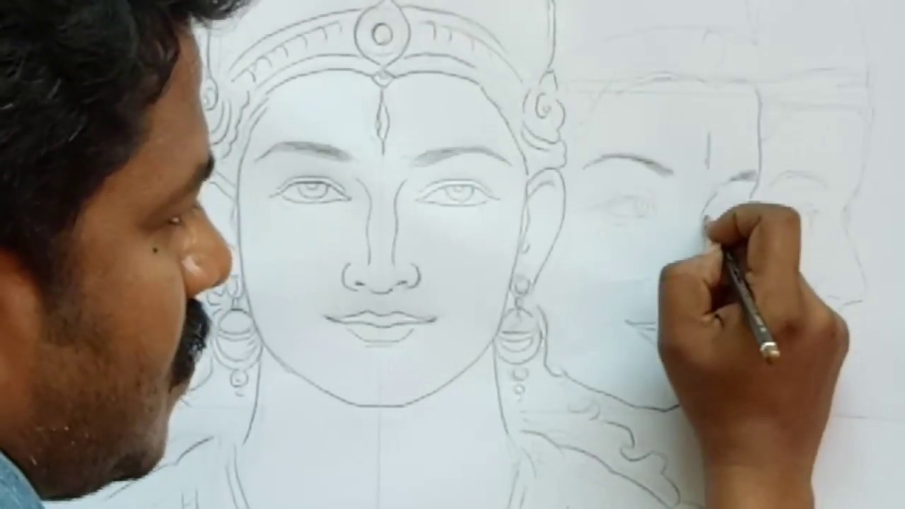 LORD VISHWAKARMA Drawing Part 1 art class 67 - YouTube