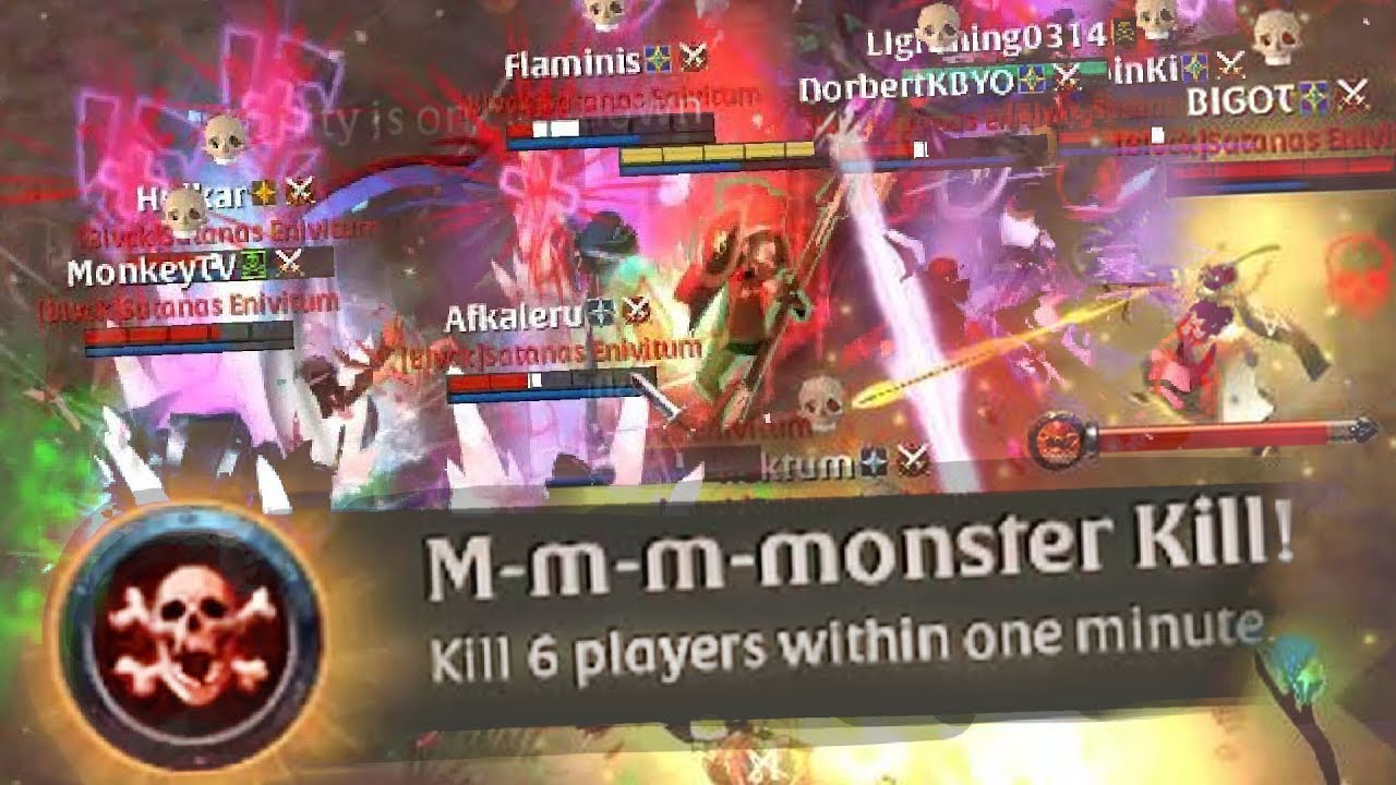 Monster Kill! и первые хорошие опенворлд бои в Albion-е - YouTube