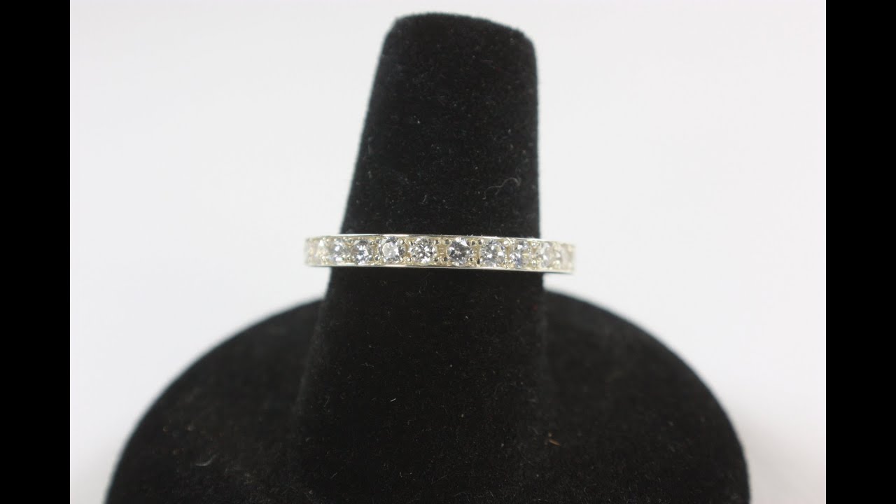 Sterling Silver Eternity Ring. 3rd Stone Setting Ring - YouTube