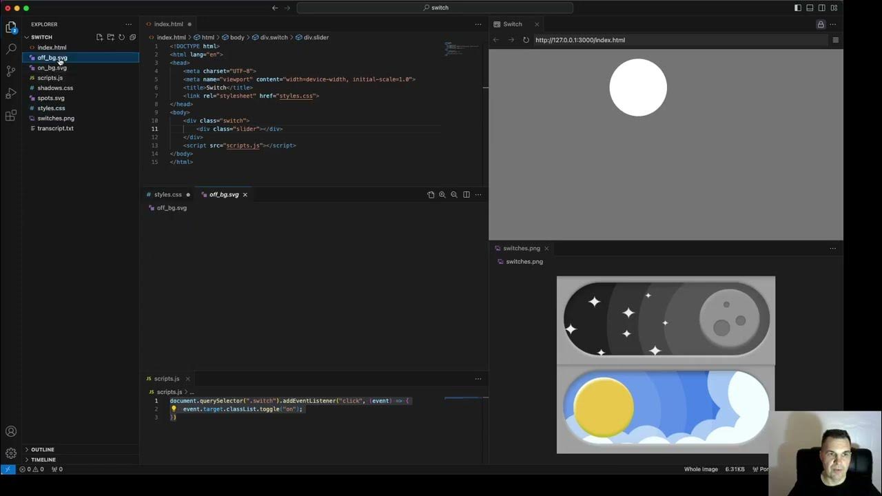 How to create a fancy day/night switch using HTML, CSS and JavaScript - YouTube